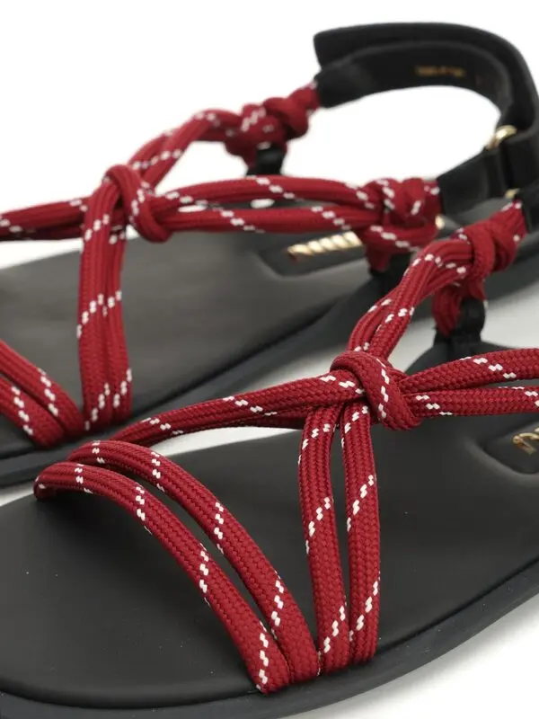 Miu Miu Riviere Rope And Leather Sandals - Red
