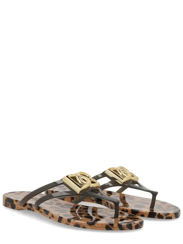 Dolce & Gabbana Slide Sandals With Logo Detail - Multicolor
