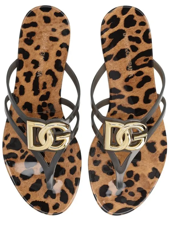 Dolce & Gabbana Slide Sandals With Logo Detail - Multicolor