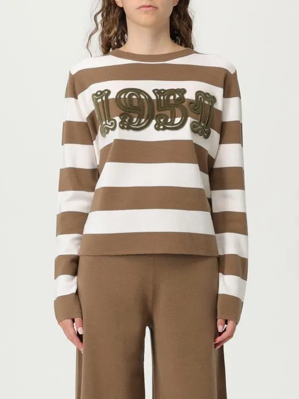 Max Mara Hazel Striped Wool Sweater With Appliqu - Brown