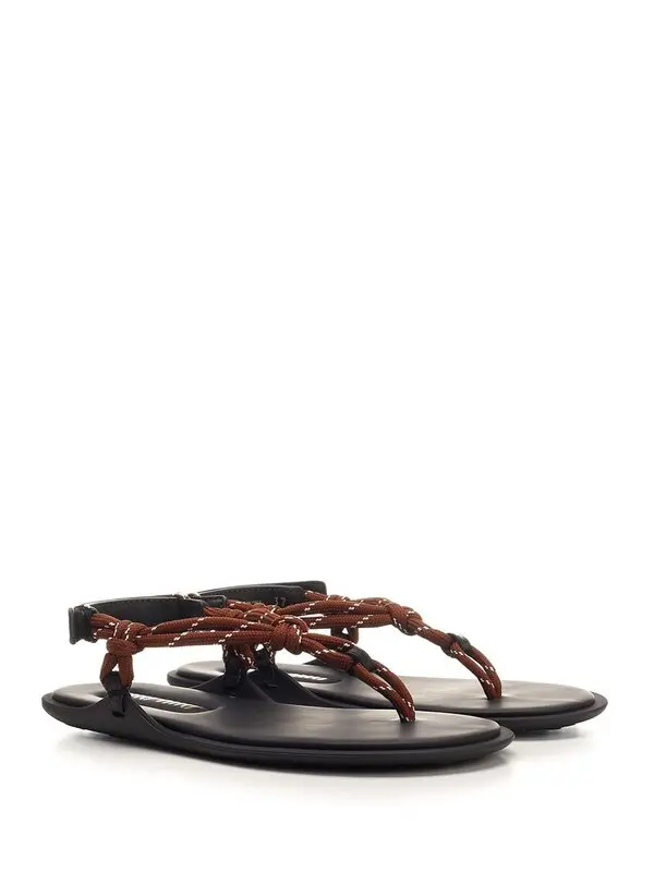 Miu Miu Rope And Leather Flat Sandals