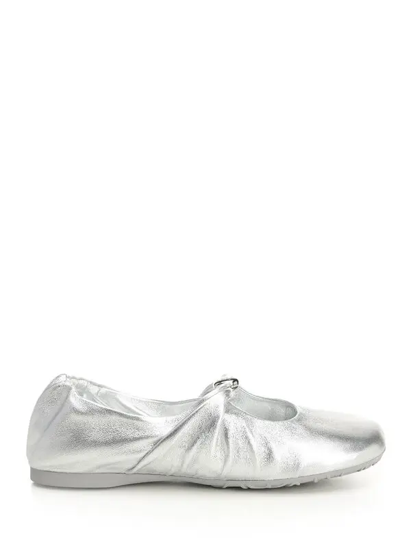 Loewe Pebble" Ballerina Flats In Lambskin With Anagram Detail - Silver