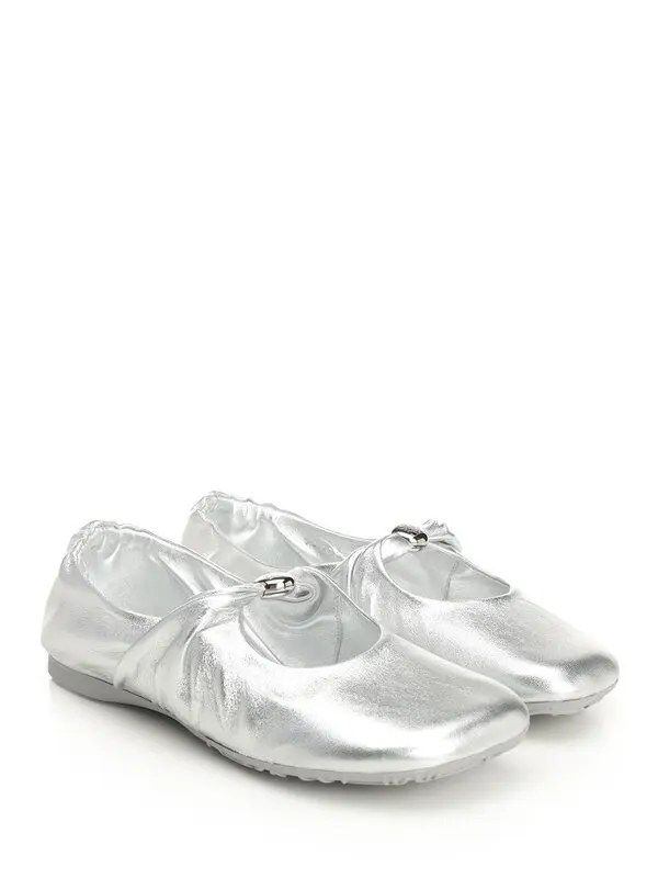 Loewe Pebble" Ballerina Flats In Lambskin With Anagram Detail - Silver