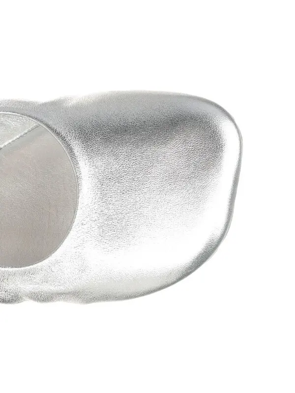 Loewe Pebble" Ballerina Flats In Lambskin With Anagram Detail - Silver