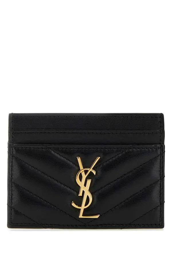 Saint Laurent Nappa Leather Cassandre Card Holder - Black
