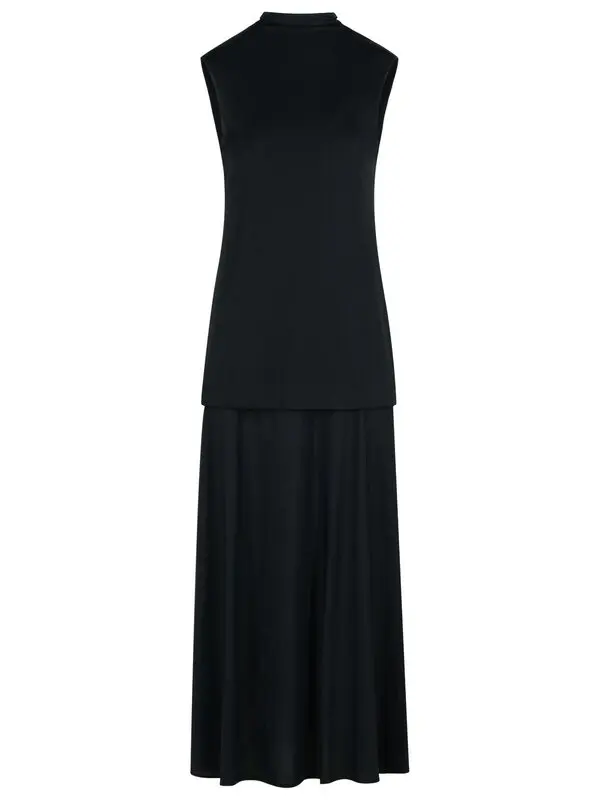 JIL SANDER Sleeveless High Neck Dress With Flowy Skirt - Black