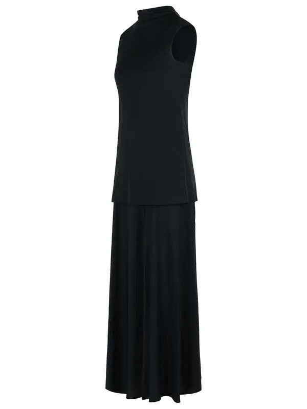 JIL SANDER Sleeveless High Neck Dress With Flowy Skirt - Black