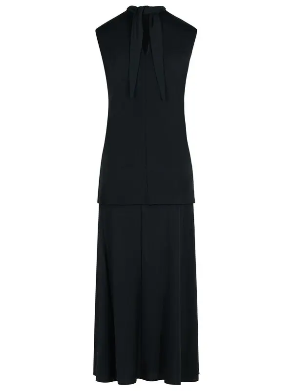 JIL SANDER Sleeveless High Neck Dress With Flowy Skirt - Black