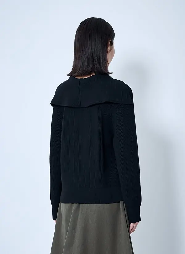 Bottega Veneta Ribbed Cotton Spread Collar Sweater - Black