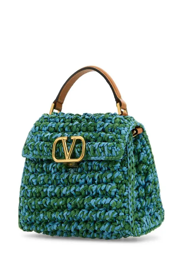 Valentino Garavani Two-tone Raffia Vsling Handbag