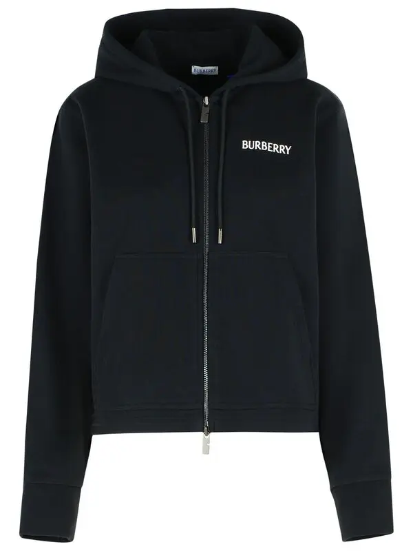 Burberry Harper Cotton Zip-up Hoodie With Contrast Logo