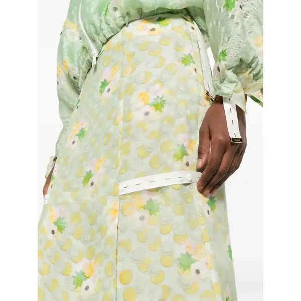 Fendi Light Floral Print Silk Skirt