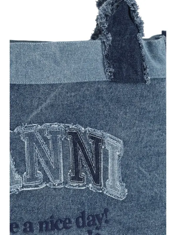 GANNI Medium Trapeze Denim Shopper - Blue