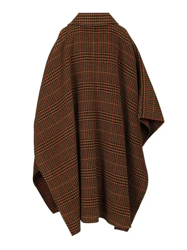 Saint Laurent Worsted Wool Blanket Cape - Brown