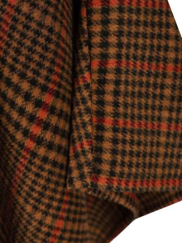Saint Laurent Worsted Wool Blanket Cape - Brown