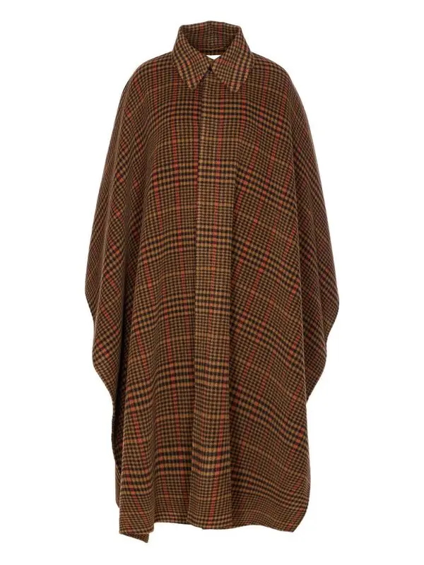 Saint Laurent Worsted Wool Blanket Cape - Brown