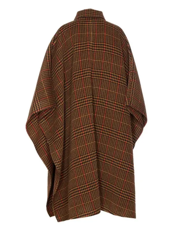 Saint Laurent Worsted Wool Blanket Cape - Brown
