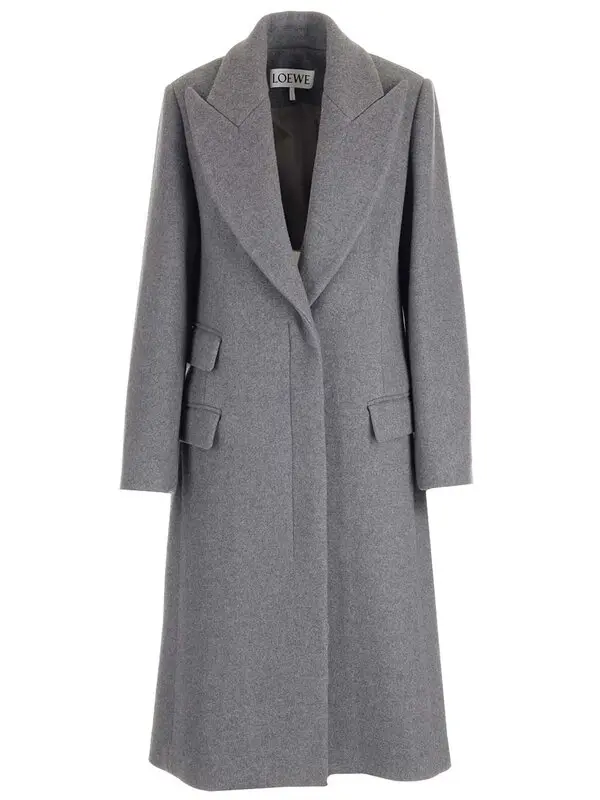 Loewe Wool And Cashmere Long Coat - Gray