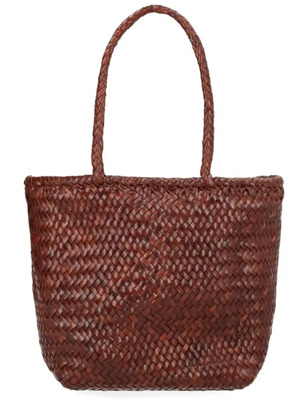 Dragon Diffusion Grace Basket Small Woven Leather Tote - Brown