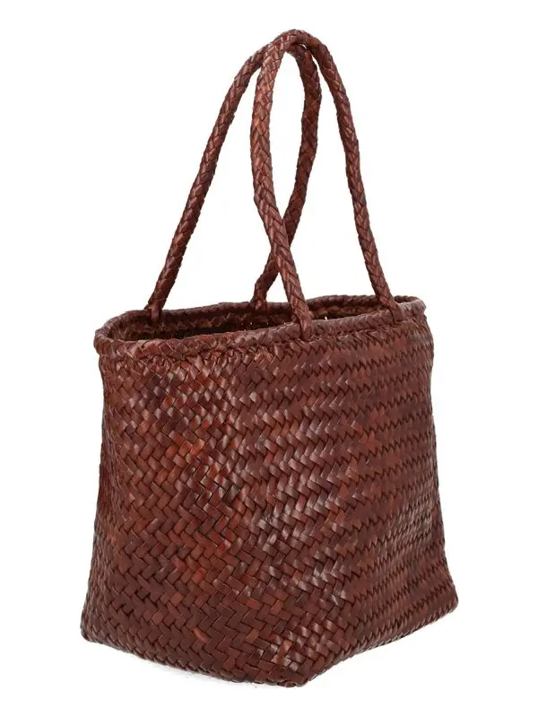 Dragon Diffusion Grace Basket Small Woven Leather Tote - Brown