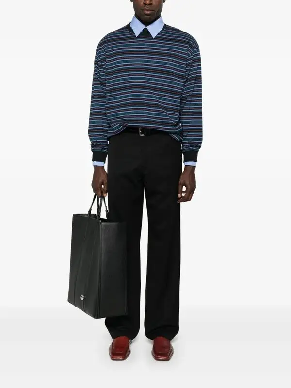 Prada Wool Pleated Trousers With Enamelled Triangle Logo