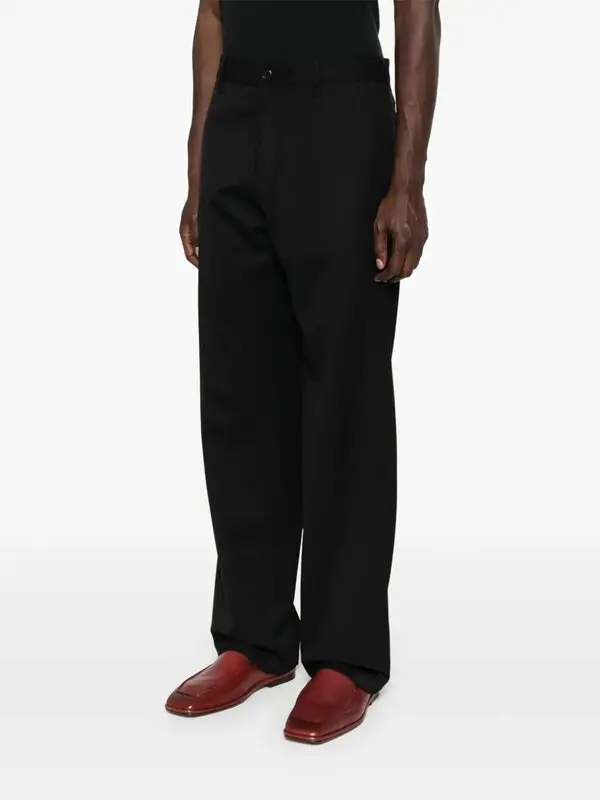 Prada Wool Pleated Trousers With Enamelled Triangle Logo