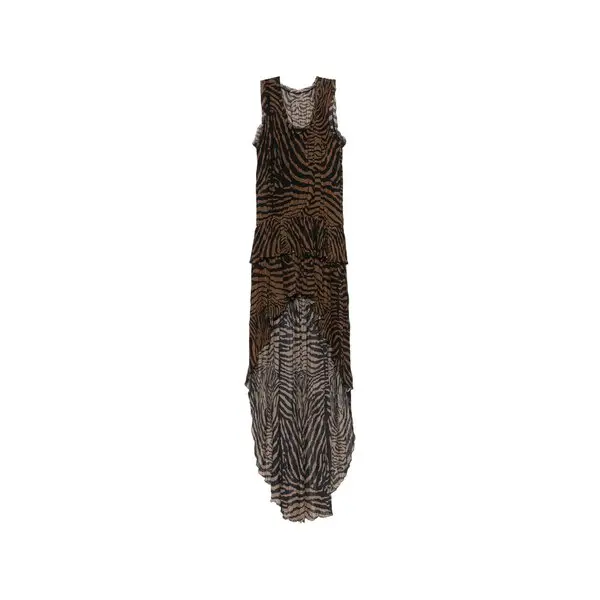 Blumarine Zebra Print Tiered Asymmetric Hem Dress