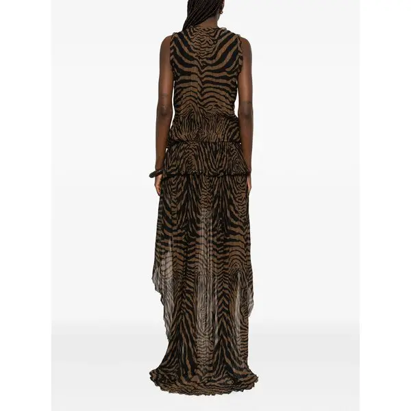Blumarine Zebra Print Tiered Asymmetric Hem Dress