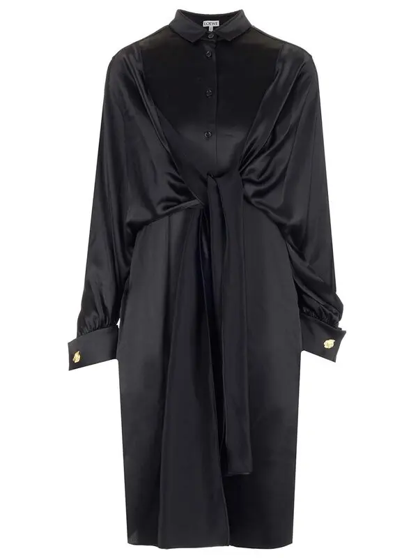 Loewe Knot Detail Crepe Satin Midi Dress