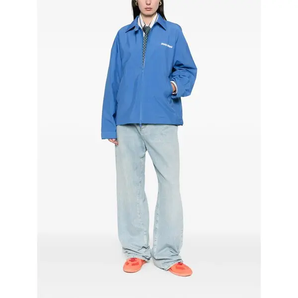 Miu Miu Zip-up Bomber Jacket With Logo Detail