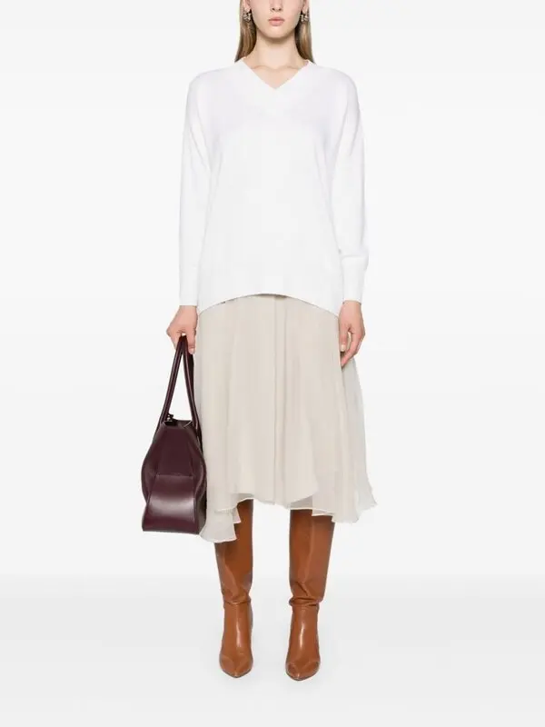 Brunello Cucinelli Cashmere-silk Blend Sequin Embellished V-neck Sweater - Multicolor