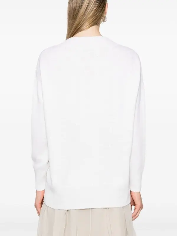 Brunello Cucinelli Cashmere-silk Blend Sequin Embellished V-neck Sweater - Multicolor