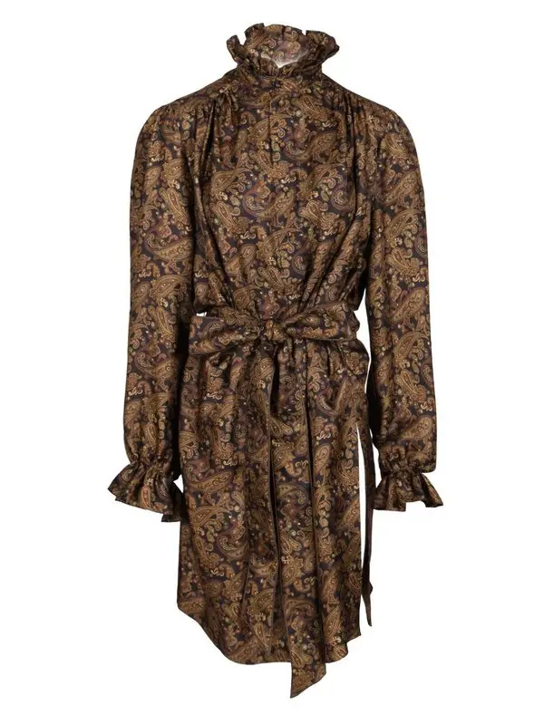 Saint Laurent Paisley Pattern Silk Twill Dress