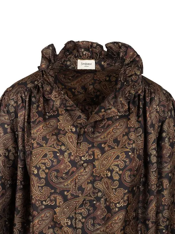 Saint Laurent Paisley Pattern Silk Twill Dress