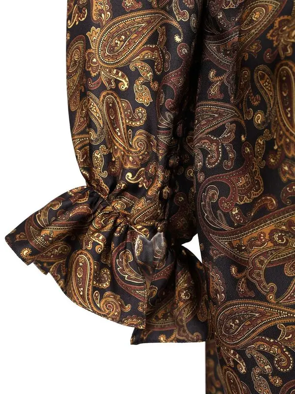 Saint Laurent Paisley Pattern Silk Twill Dress