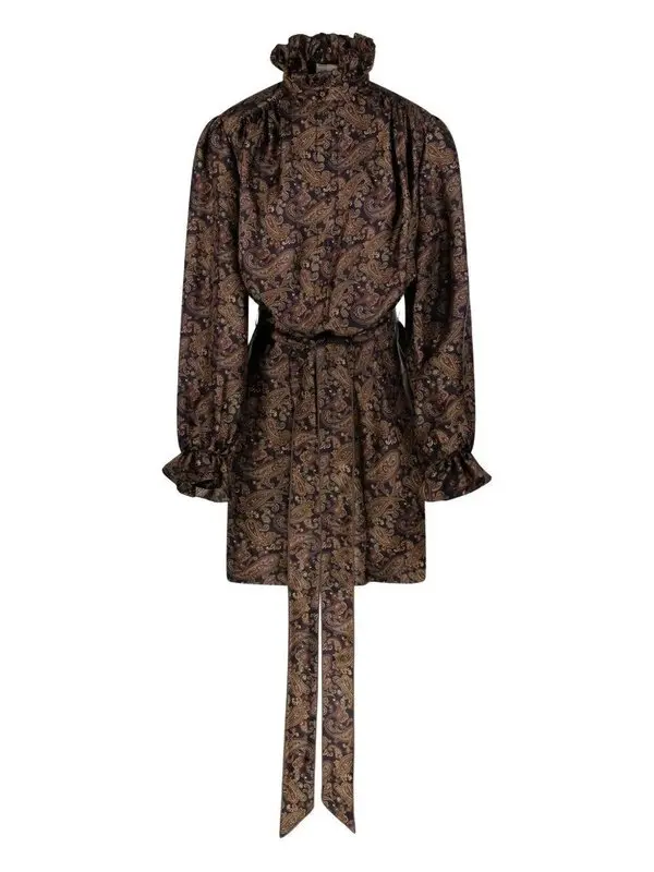 Saint Laurent Paisley Pattern Silk Twill Dress