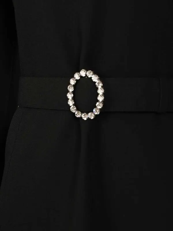 Saint Laurent Long-sleeved Mini Dress With Crystal Buckle - Black