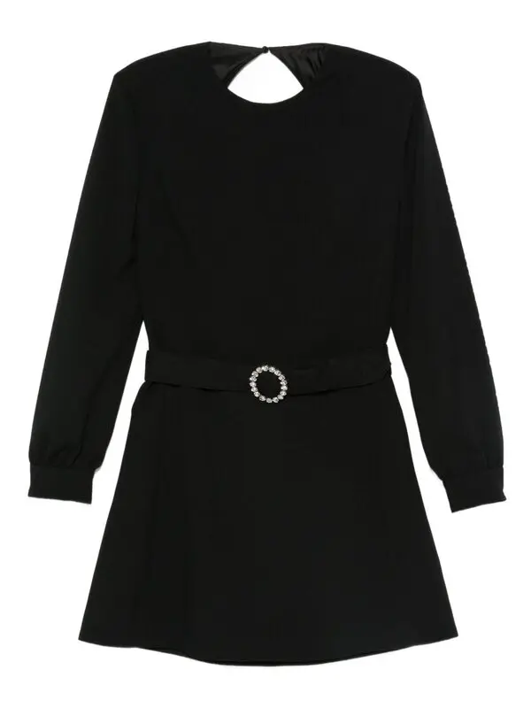 Saint Laurent Long-sleeved Mini Dress With Crystal Buckle - Black