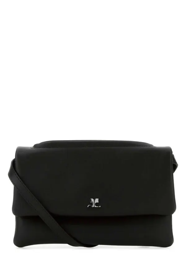 COURREGES Leather Shoulder Bag - Black
