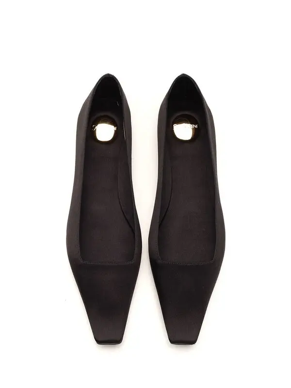 Saint Laurent Poppy" Crepe Satin Flat Shoes - Black