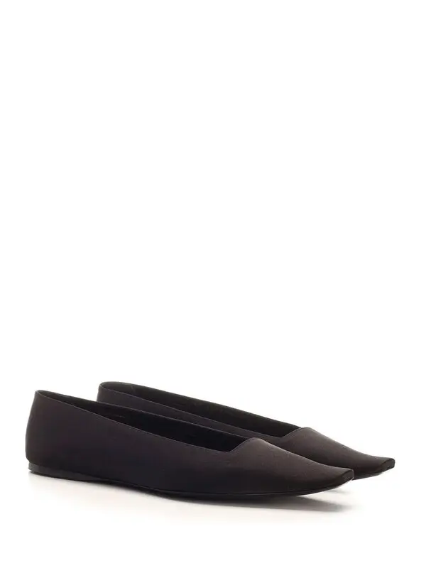 Saint Laurent Poppy" Crepe Satin Flat Shoes - Black