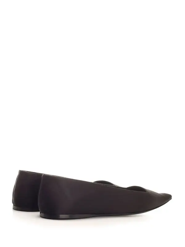 Saint Laurent Poppy" Crepe Satin Flat Shoes - Black