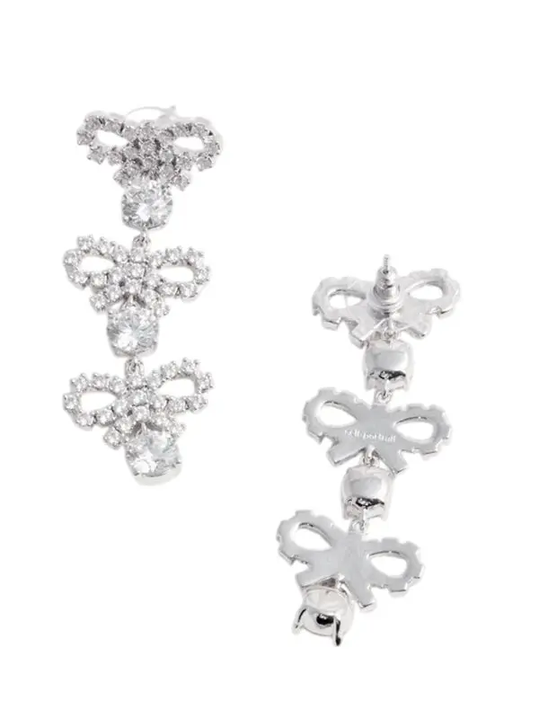 SELF-PORTRAIT Crystal Micro Bow Tiered Drop Earrings