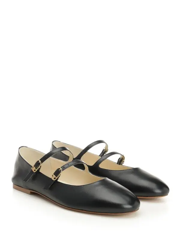Celine Les Ballerines Lambskin Ballerina With Double Strap - Black