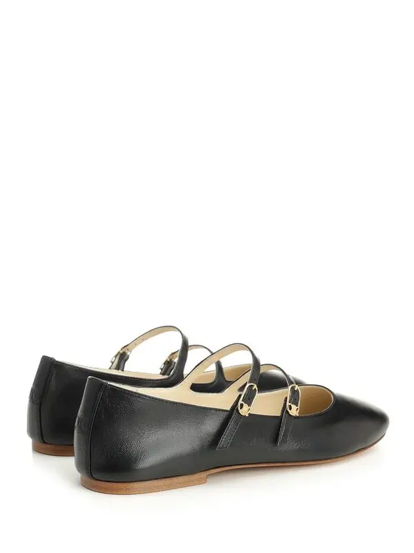 Celine Les Ballerines Lambskin Ballerina With Double Strap - Black