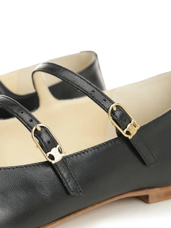 Celine Les Ballerines Lambskin Ballerina With Double Strap - Black