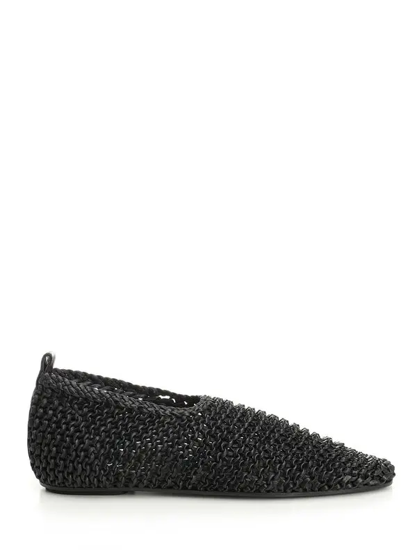 TOTEME Woven Leather Ballerinas - Black