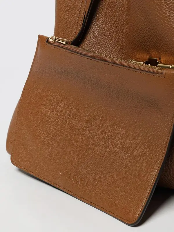 Gucci Calfskin Leather Shoulder Bag With Gold Tone Hardware
