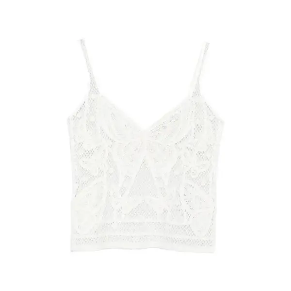 Blumarine Cropped Lace V-neck Tank Top