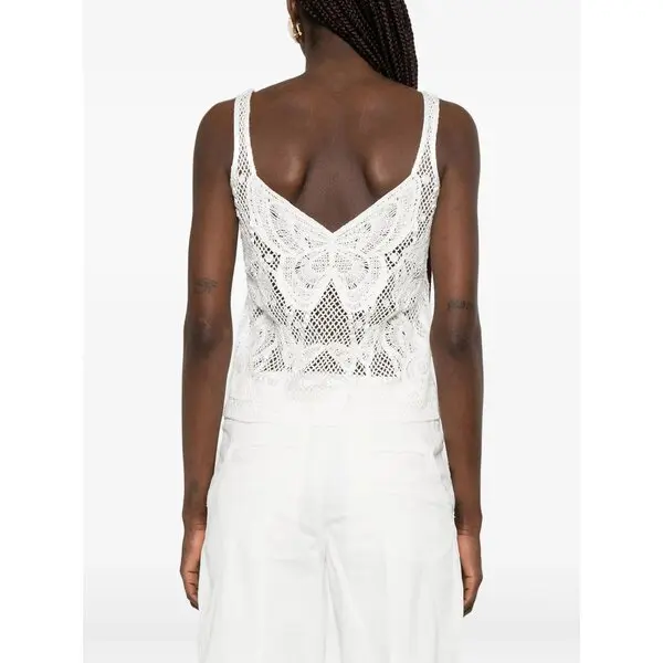 Blumarine Cropped Lace V-neck Tank Top